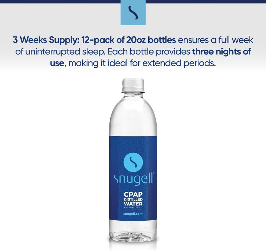 Distilled Water for CPAP Machines (12-Pack, 20 oz) – snugell.com